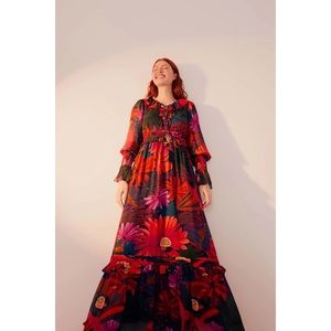 FARM Rio | Dresses | Farm Rio Bird Flowers Tiered Maxi Dress | Poshmark